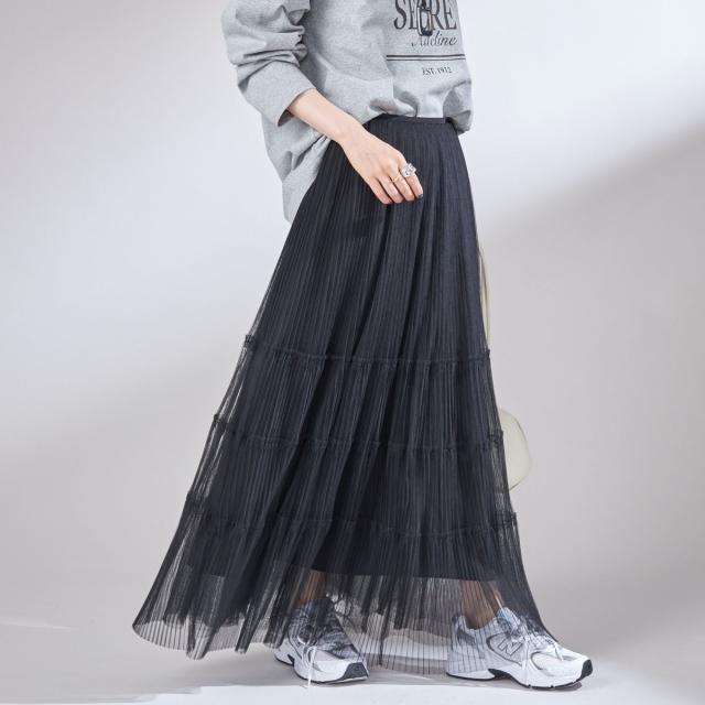 シップス（SHIPS）/〈手洗い可能〉チュール プリーツ ティアード スカート