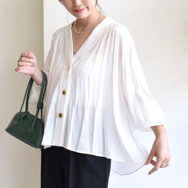 シップス（SHIPS）/【WEB限定】〈手洗い可能〉シアー Vネック フレア シャツ カーディガン