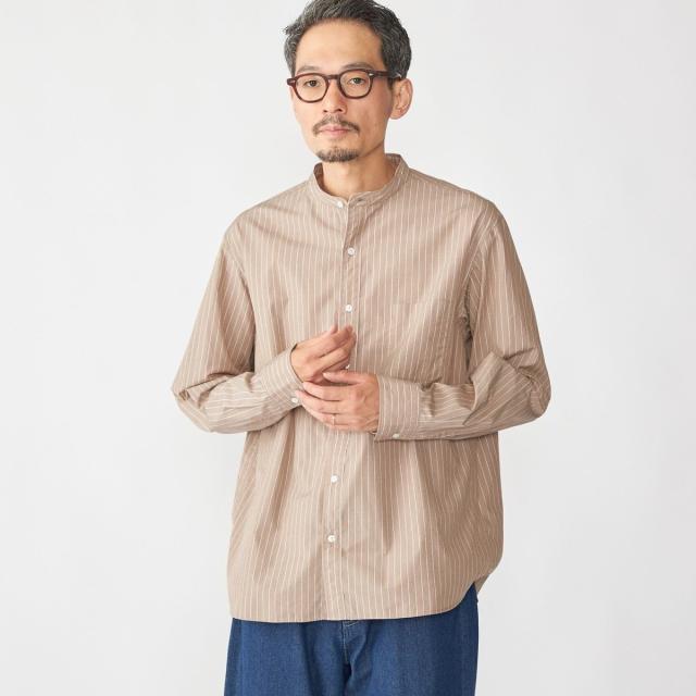 シップス（SHIPS）/SHIPS: 100S バンドカラー ストライプ シャツ