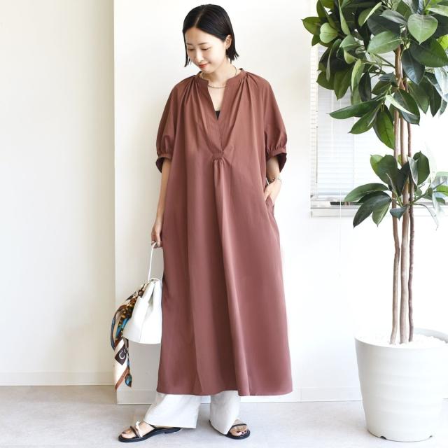 シップス（SHIPS）/〈手洗い可能〉RENU ソフト タイプライター ギャザー ワンピース