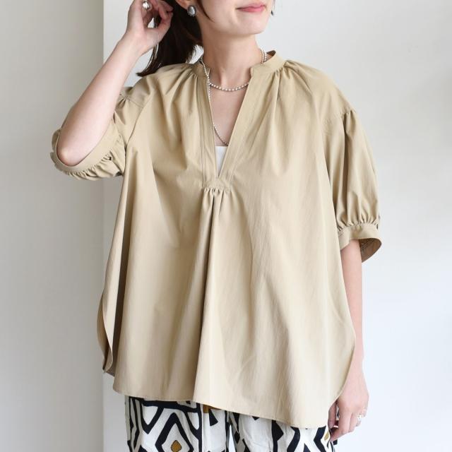 シップス（SHIPS）/〈手洗い可能〉RENU ソフト タイプライター スキッパー 5分袖 ブラウス