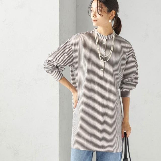 シップス（SHIPS）/〈手洗い可能〉ストライプ バックタック チュニック シャツ