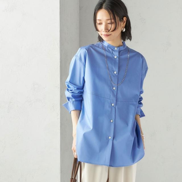 シップス（SHIPS）/〈手洗い可能〉ソリッド フロント ヨーク スタンドカラー シャツ