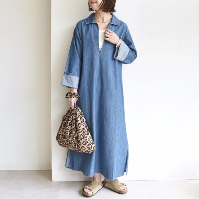 シップス（SHIPS）/【WEB限定】〈洗濯機可能〉スキッパー デニム ワンピース