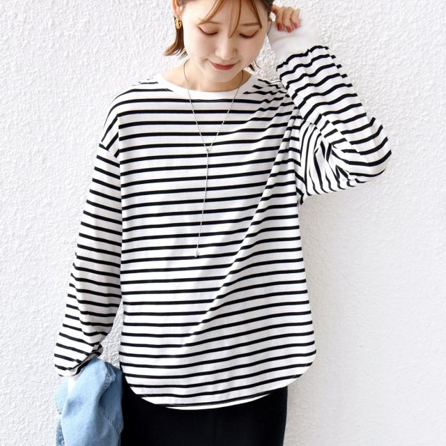 シップス（SHIPS）/コットン 天竺 ラウンド ヘム 袖 リブ カットソー