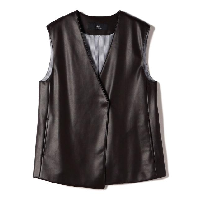 シップス（SHIPS）/SHIPS Primary Navy Label:〈手洗い可能〉合皮 ジレ