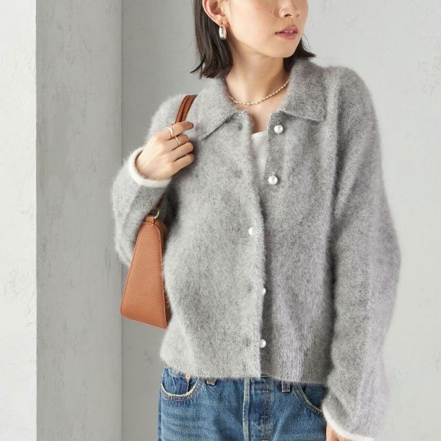 シップス（SHIPS）/杢 フォックス カシミヤ ポロ ニット カーディガン