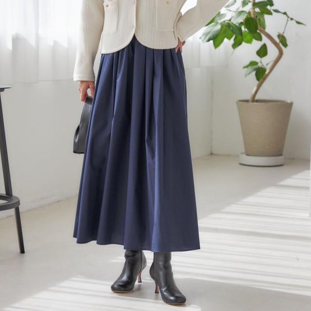 シップス（SHIPS）/〈手洗い可能〉タイプライター チンツ タック ギャザー スカート