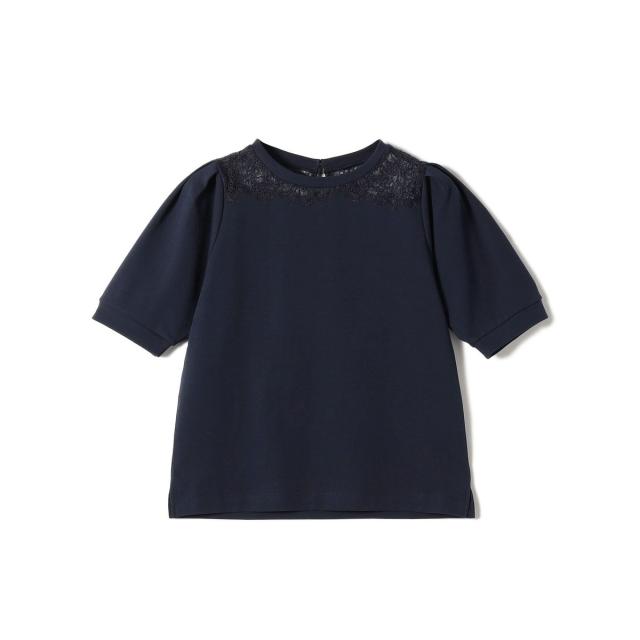 シップス（SHIPS）/〈手洗い可能〉レース コンビ パフ スリーブ 半袖 Tシャツ