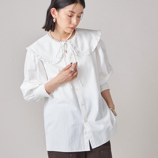 シップス（SHIPS）/SHIPS NINE CASE:〈手洗い可能〉ビッグ カラー ブラウス