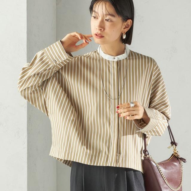 シップス（SHIPS）/〈手洗い可能〉コットン ポリエステル ストライプ ドルマン 長袖 シャツ