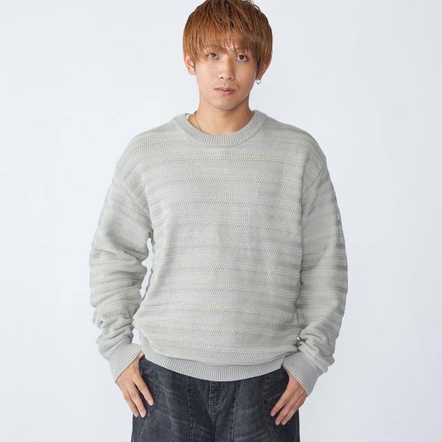 シップス（SHIPS）/City Ambient Products: 〈手洗い可能〉7ゲージ ランダム ボーダー クルーネッ