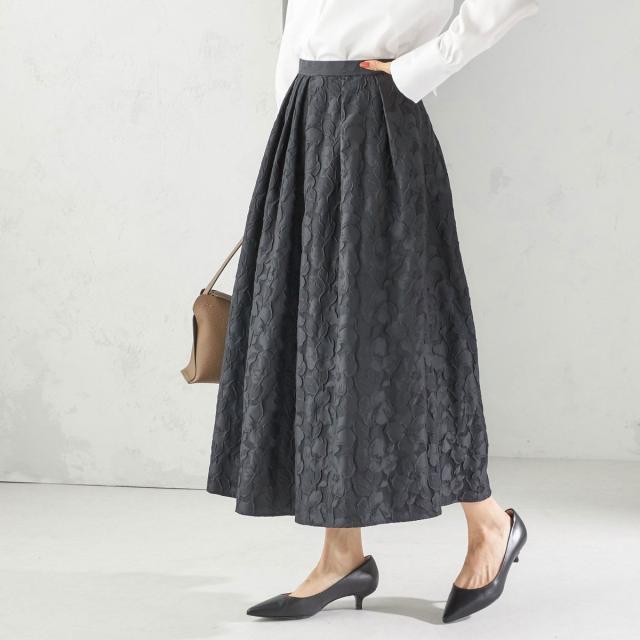 シップス（SHIPS）/〈手洗い可能〉膨れ ジャカード タック フレア スカート