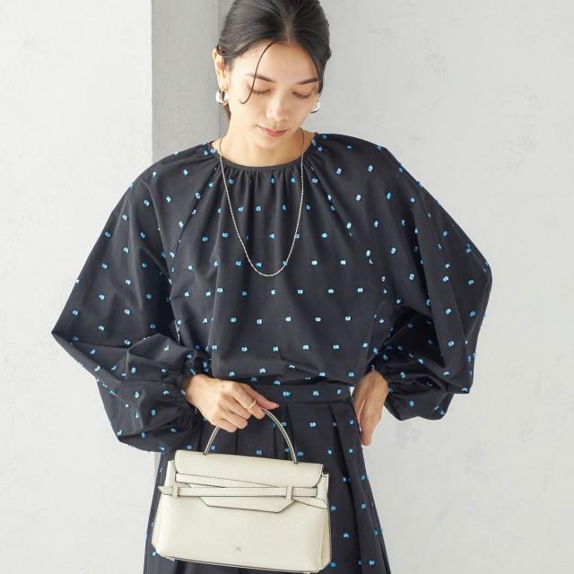 シップス（SHIPS）/〈手洗い可能〉ポンポン ジャカード クルーネック ブラウス