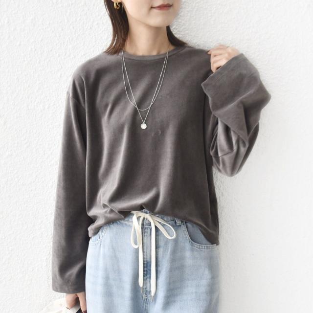 シップス（SHIPS）/〈手洗い可能〉コットン ポリエステル ベロア ワイド スリーブ