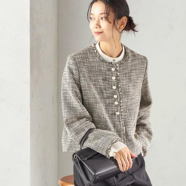 シップス（SHIPS）/トライスピン 杢 ツイード パール モチーフ ボタン ジャケット（セレモニー対応可）