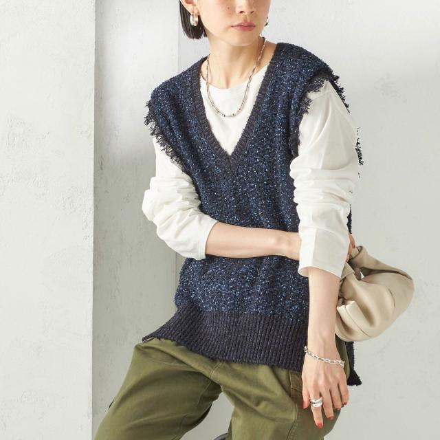 シップス（SHIPS）/《予約》〈手洗い可能〉ミックスカラー Vネック プルオーバー