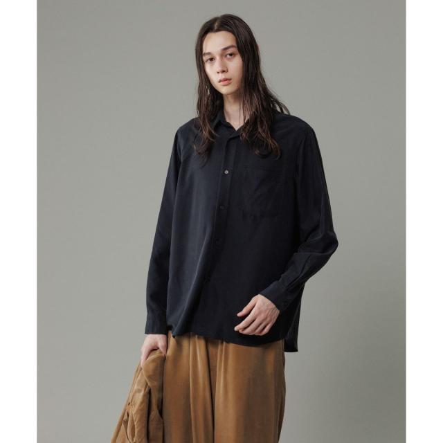 アダムエロペ（ADAM ET ROPE’）/リラックス ドレープ レーヨン レギュラーカラーシャツ  / ロングシーズン着用可能