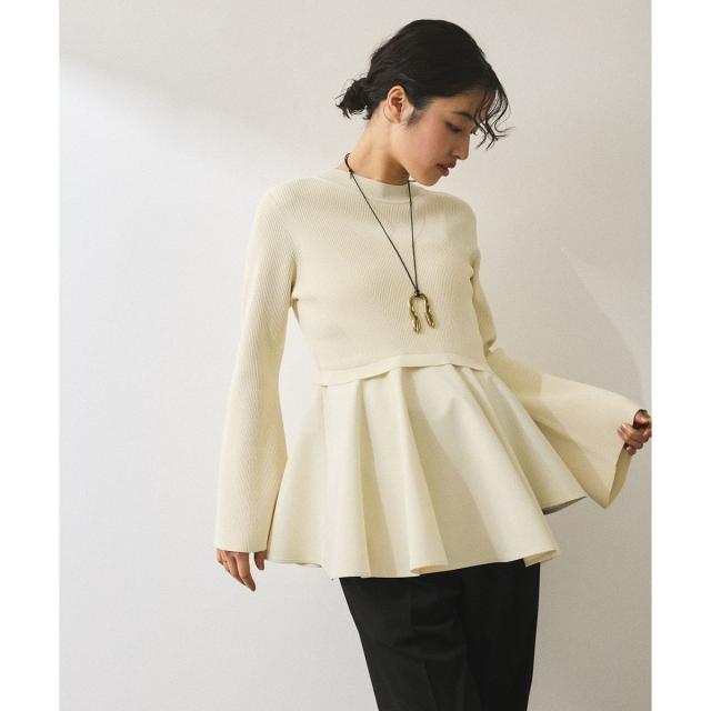 アダムエロペ（ADAM ET ROPE’）/【再入荷】・【サステナブル】ペプラムコンビニットプルオーバー