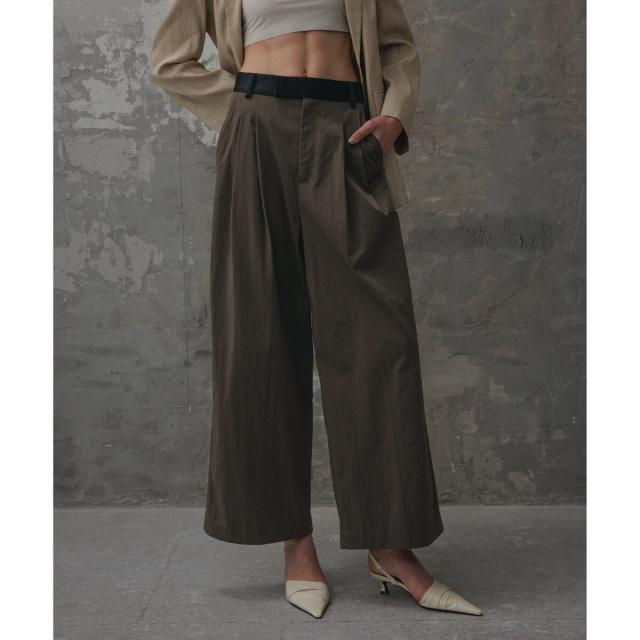 アダムエロペ（ADAM ET ROPE’）/【EMOELLE】バイカラーベルトドレスパンツ