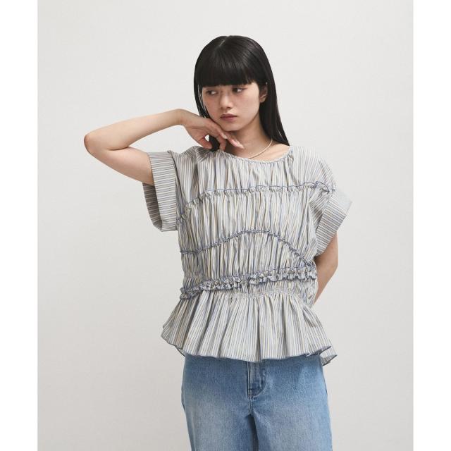 アダムエロペ（ADAM ET ROPE’）/【WEB限定】ランダムギャザリングブラウス