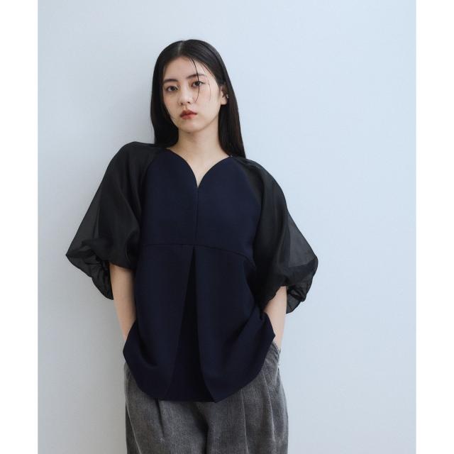 アダムエロペ（ADAM ET ROPE’）/【WEB限定】シアーパフスリーブブラウス
