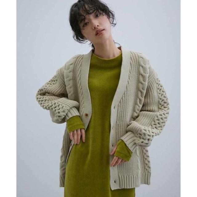 アダムエロペ（ADAM ET ROPE’）/【WEB限定】ボリューム ケーブル オーバーサイズ カーディガン / 超軽量 / ユニセックス