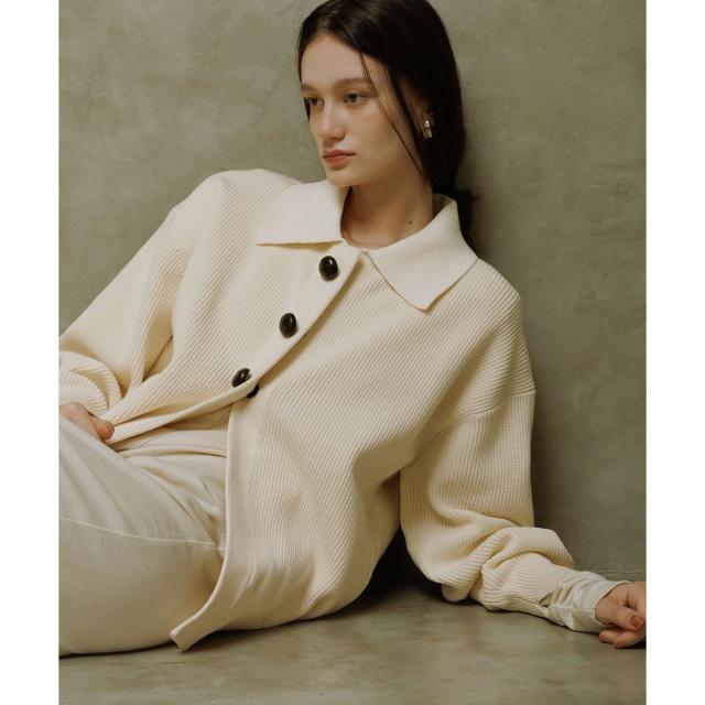 アダムエロペ（ADAM ET ROPE’）/【サステナブル】ポロニットリラックスカーディガン