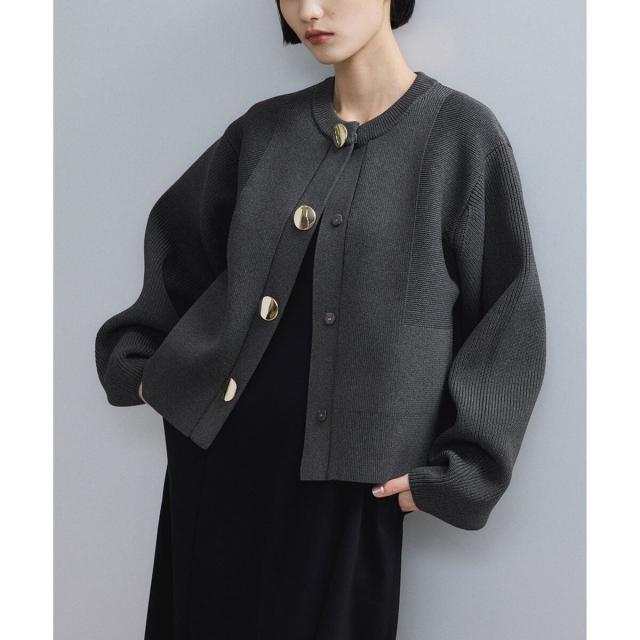 アダムエロペ（ADAM ET ROPE’）/【WEB限定】・【サステナブル】セレクトネックウェーブボタンカーディガン