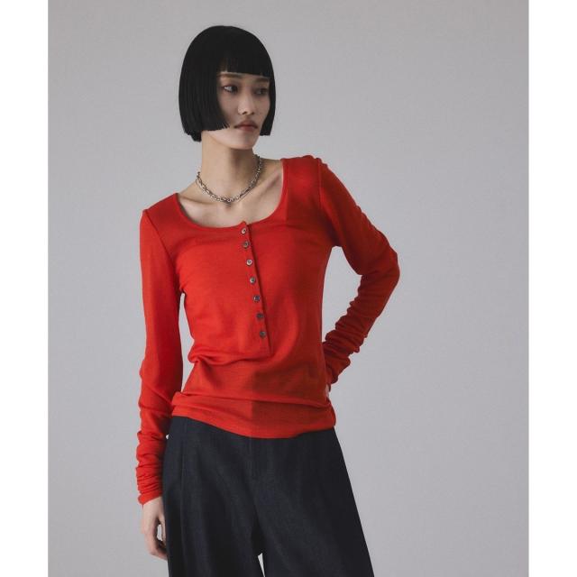 アダムエロペ（ADAM ET ROPE’）/ヘンリーネックカットオフウールプルオーバー