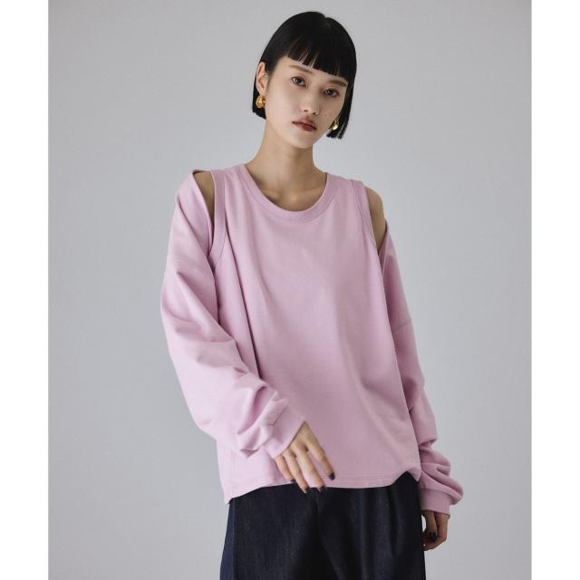 アダムエロペ（ADAM ET ROPE’）/カスタマイズスリーブミニ裏毛トップス