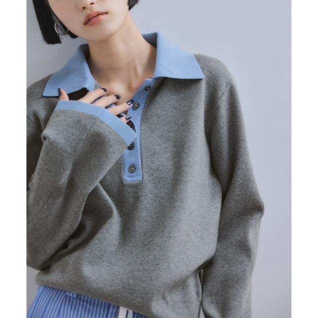 アダムエロペ（ADAM ET ROPE’）/【WEB限定】・【サステナブル】バイカラーポロニットプルオーバー