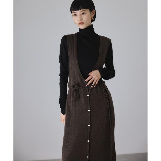 アダムエロペ（ADAM ET ROPE’）/モヘアミックスUネックワンピースネックポーチセット