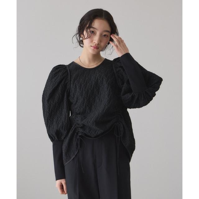 アダムエロペ（ADAM ET ROPE’）/ジャガードコンビギャザートップス