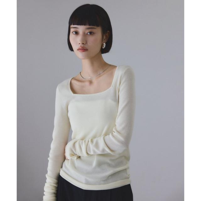 アダムエロペ（ADAM ET ROPE’）/アンチピリングスクエアネックプルオーバー