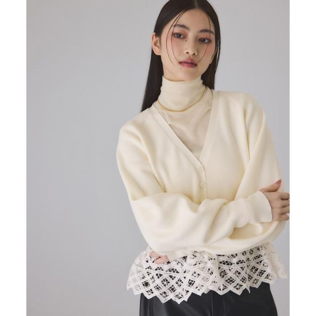 アダムエロペ（ADAM ET ROPE’）/バテンレースコンビニットカーディガン