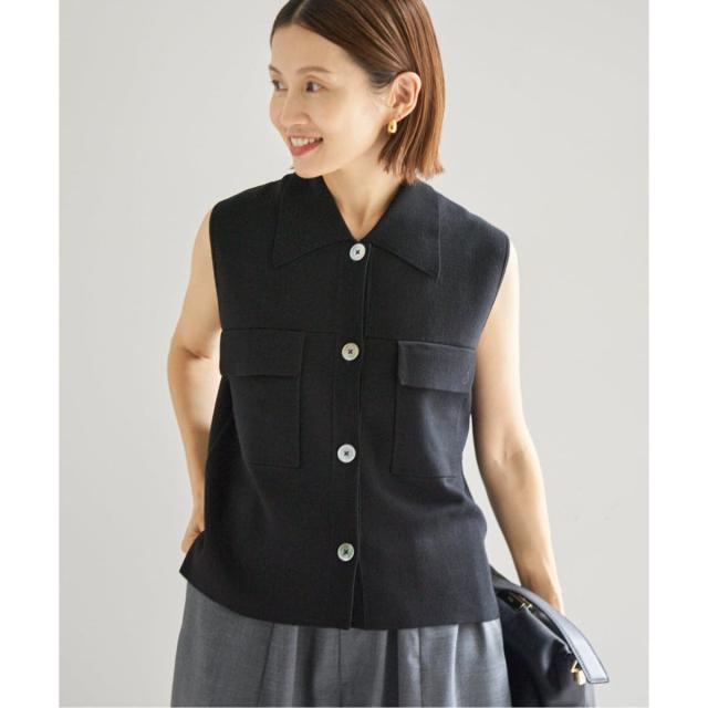 イエナ（IENA）/ハイツイストウールシルク 襟付きノースリーブ