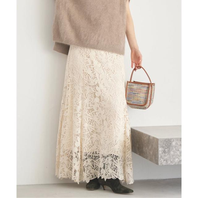 イエナ（IENA）/フラワーレース フレアスカート