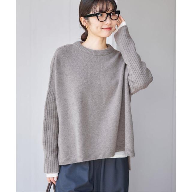 イエナ（IENA）/《WEB限定/追加》ウールカシミヤ 脇スリットクルーネックプルオーバー