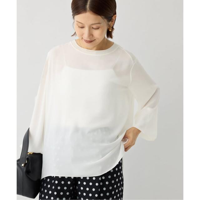 イエナ（IENA）/ジョーゼットリブネックブラウス