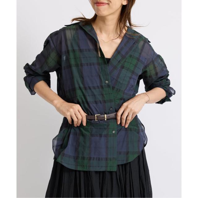 イエナ（IENA）/シアーブラックウォッチシャツ