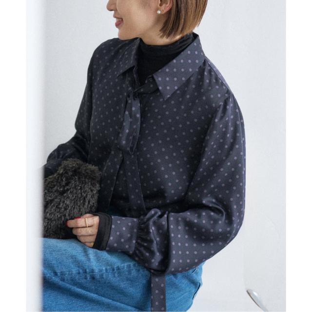 イエナ（IENA）/《WEB限定/追加3予約》サテンドットタイ付ブラウス