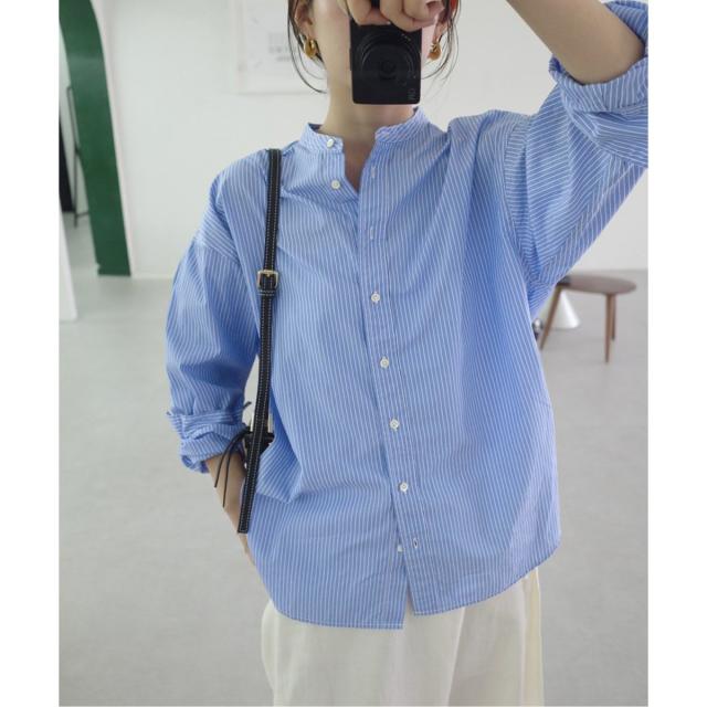 スローブ イエナ（SLOBE IENA）/《追加》 NAVY/ロイヤルネイビー SLOBE別注 バンドカラーシャツ