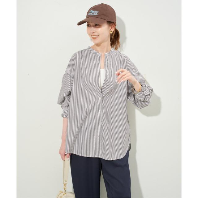 スローブ イエナ（SLOBE IENA）/《追加》 NAVY/ロイヤルネイビー SLOBE別注 バンドカラーシャツ