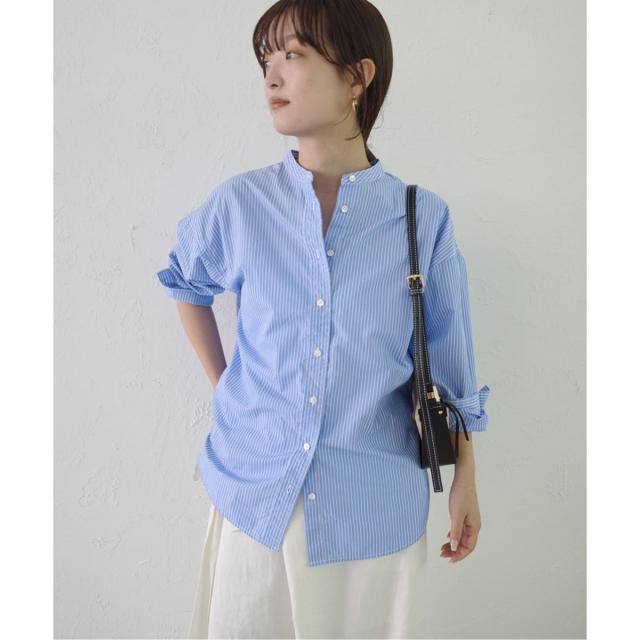 スローブ イエナ（SLOBE IENA）/《追加》 NAVY/ロイヤルネイビー SLOBE別注 バンドカラーシャツ