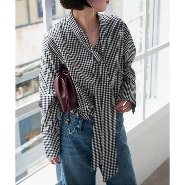 スローブ イエナ（SLOBE IENA）/PROVOKE/プロヴォーク ギンガムボウタイシャツ PV−030071