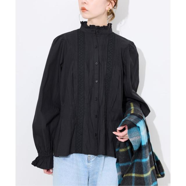 スローブ イエナ（SLOBE IENA）/crinkle crinkle crinkle rebuilt neck embroidery bl