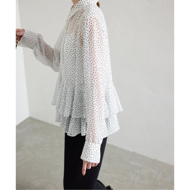 スローブ イエナ（SLOBE IENA）/【Jeu de Coeurs & Pois】ドットフリルリーシャツ