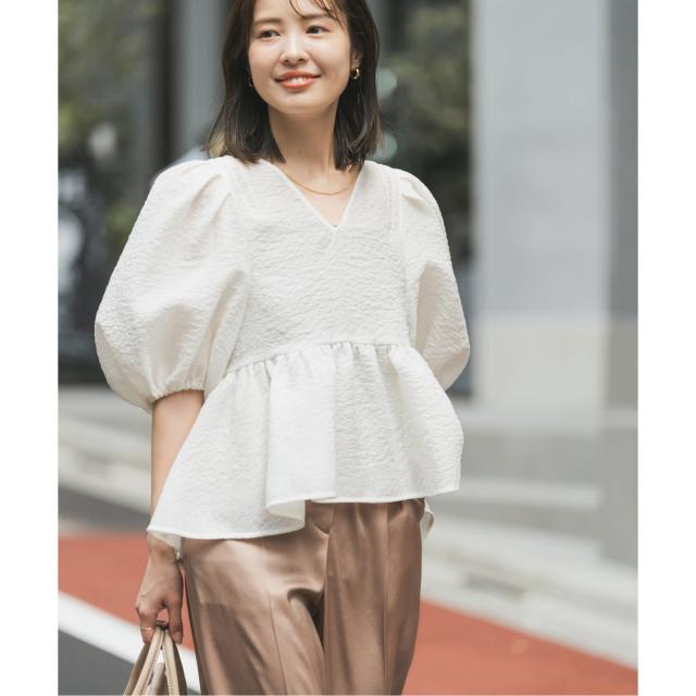 ノーブル（Noble）/《追加》【洗える】シアーノイズジャガードブラウス