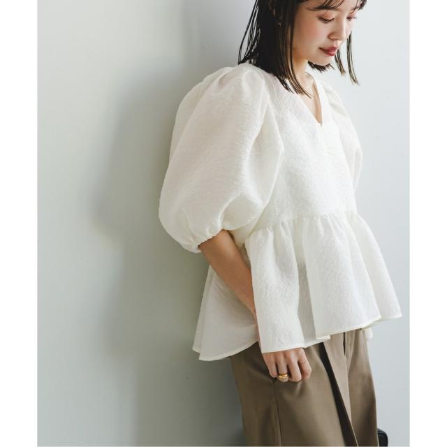 ノーブル（Noble）/《追加》【洗える】シアーノイズジャガードブラウス